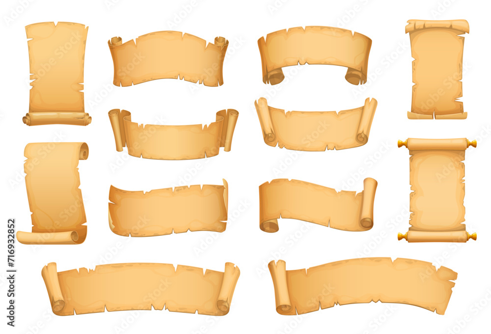 Vintage paper scroll, old manuscript, ancient treasure map parchment ...