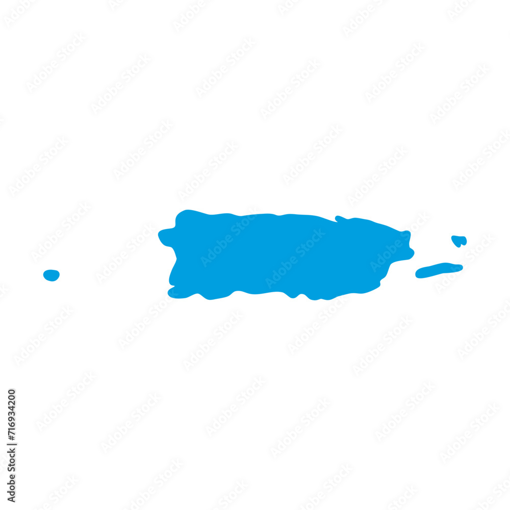 Puerto Rico map vector pale blue isolated on white background. Flat ...