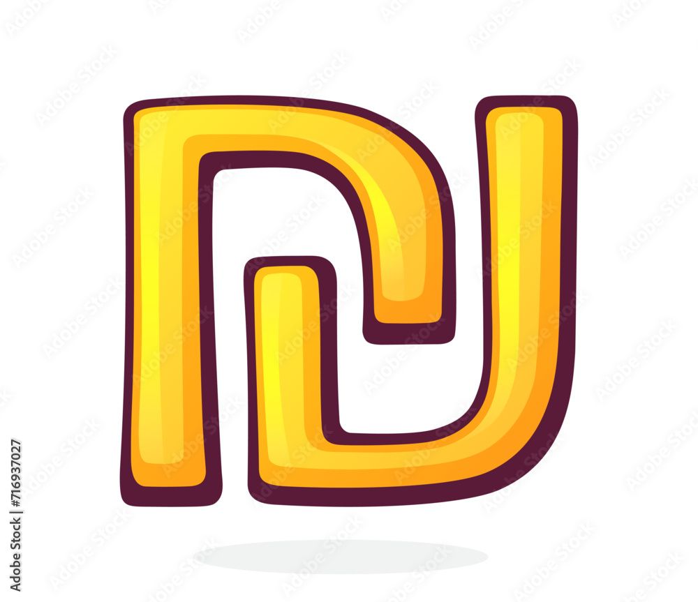 Golden Shekel Sign. Israeli Currency Symbol. Vector illustration. Hand ...