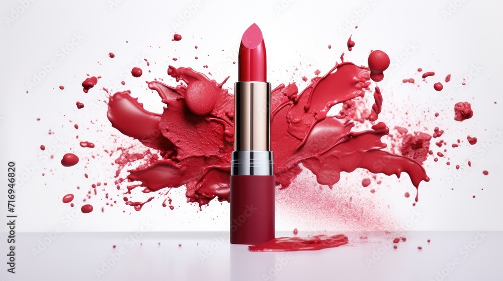 Beauty cosmetics product red organic plant based lipstick. Concept of ...
