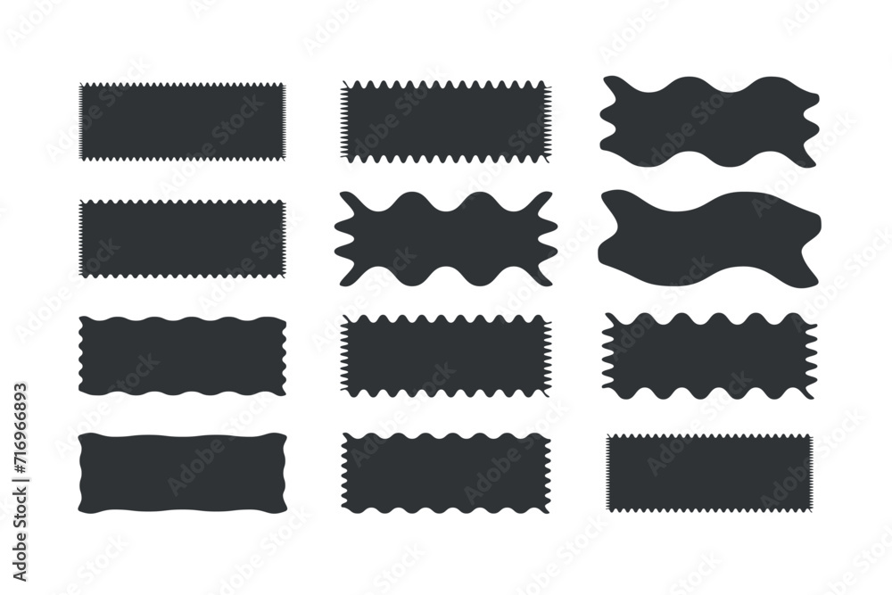 Rectangle shape frame with zigzag. Rectangular jagged curved box ...