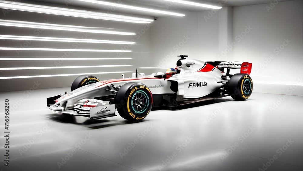 Race car, Formula 1 car on a white abstract background with ...