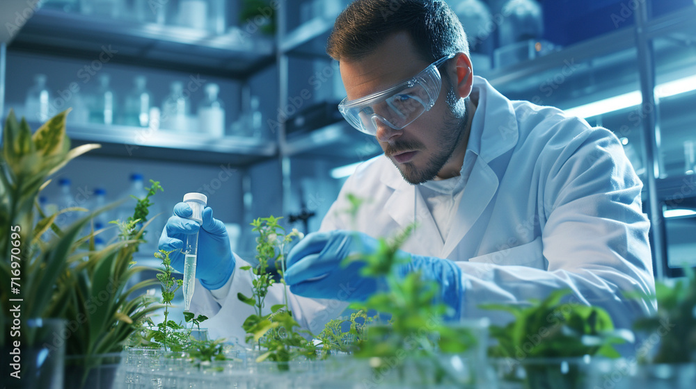 A biologist conducting experiments with genetically modified organisms ...