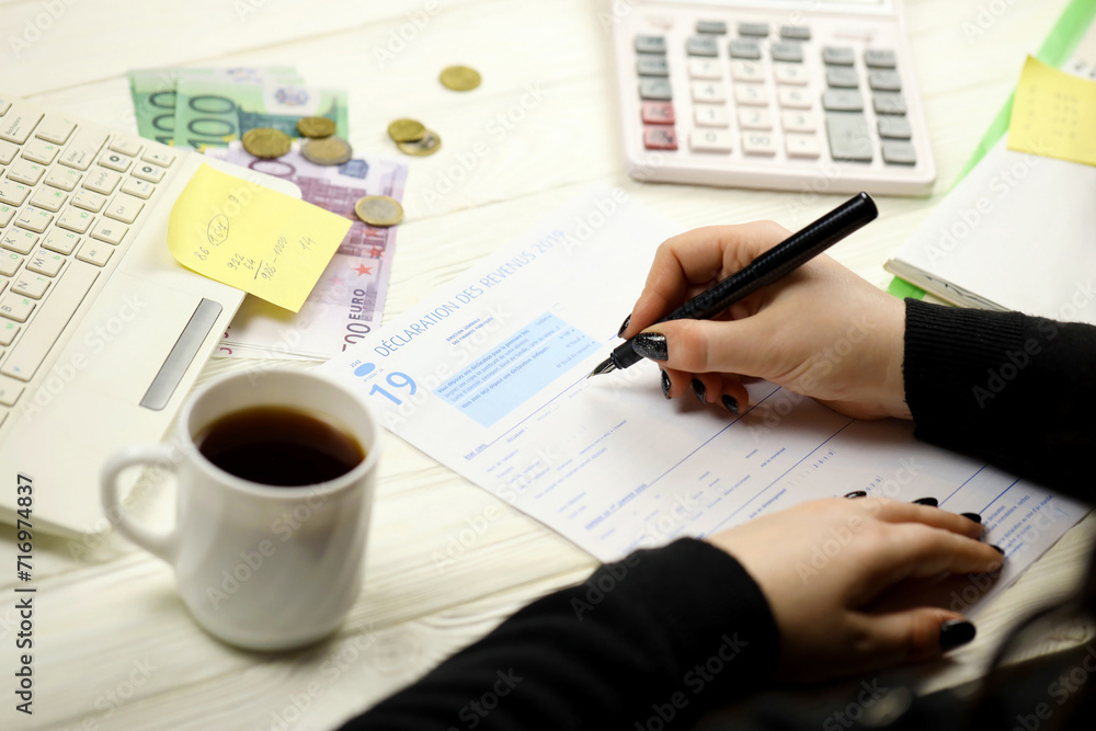 Accountant fill french tax form 2042 income statement in end of tax ...