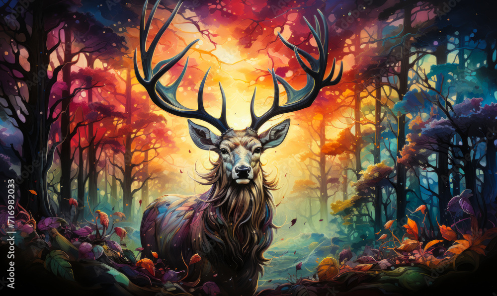Colorful Spectrum Moose with Majestic Antlers, a Surreal Representation ...