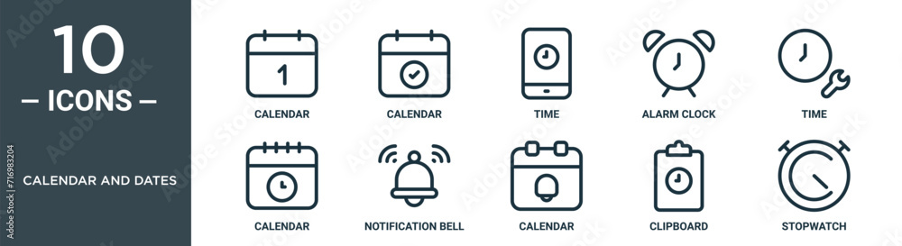calendar and dates outline icon set includes thin line calendar ...