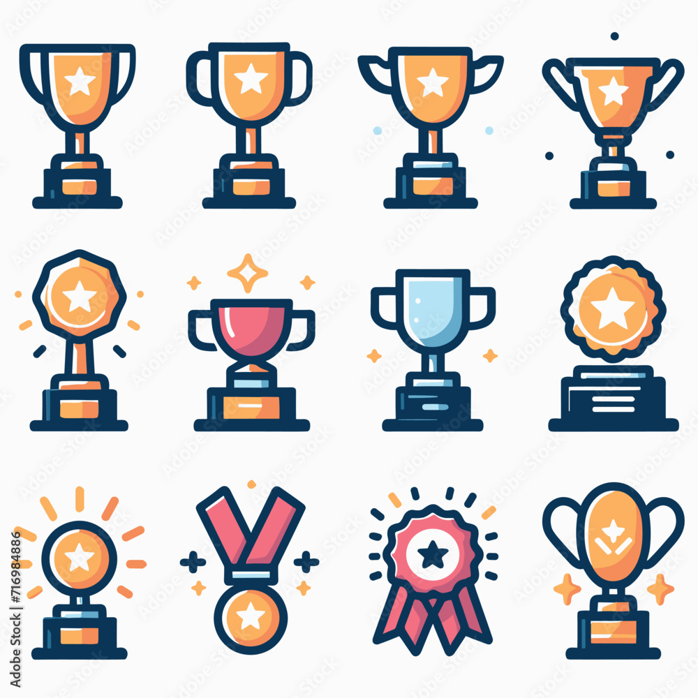 Award & Trophy cup icon set. Winning icons collection. Award symbols ...