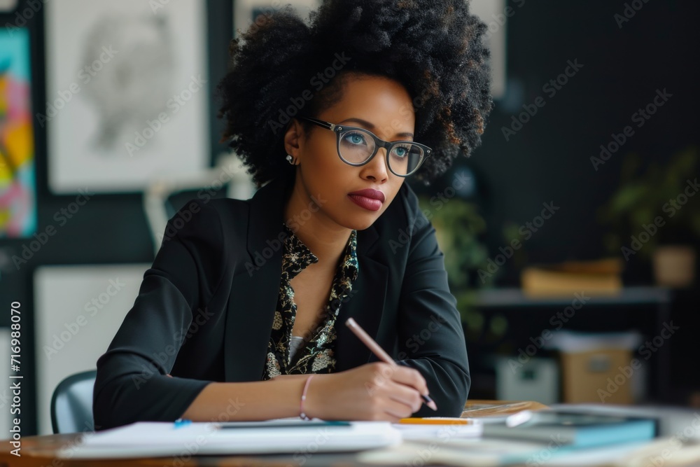 Strategic And Creative Approach Of A Focused Black Female Leader Stock ...