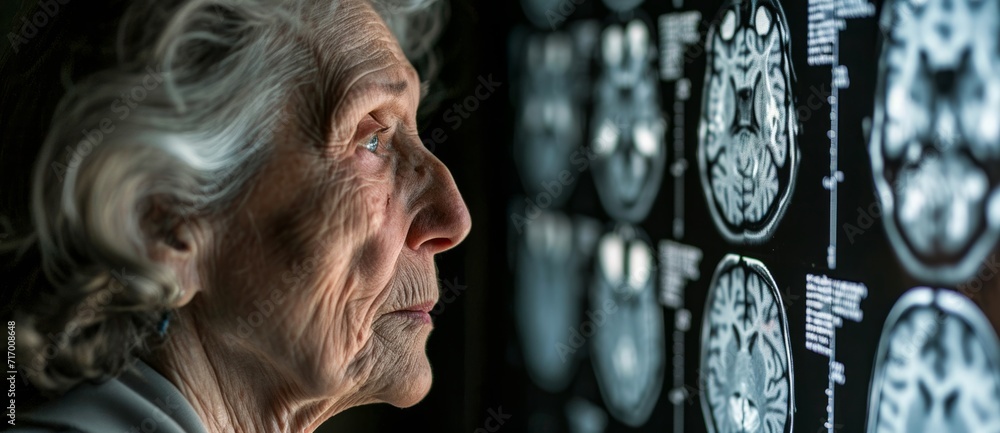 Aged eyes trace the intricate web of wrinkles on a human face captured ...