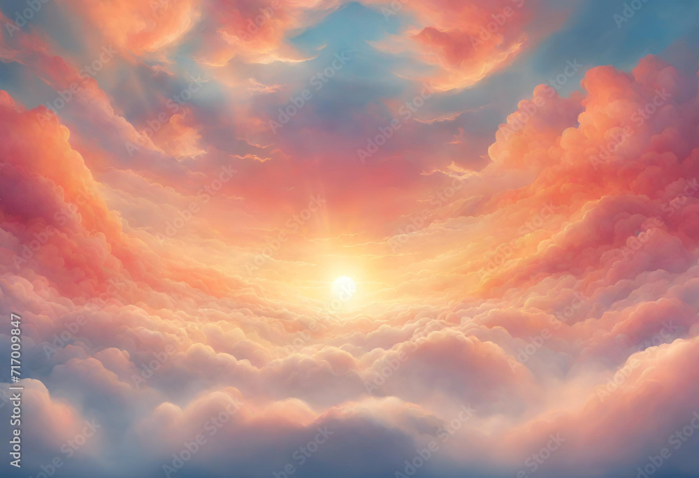 Ethereal Horizon: Abstract Illustration of a Heavenly Sky at Sunset ...