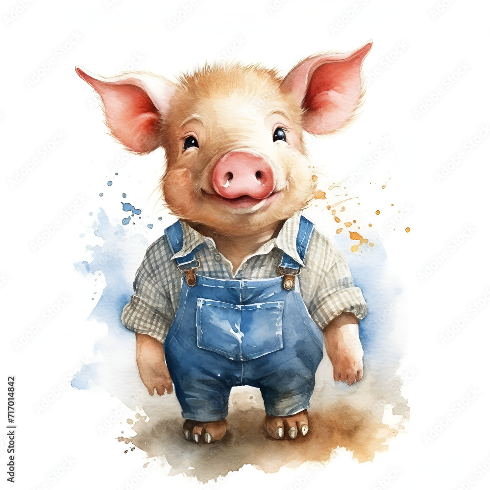Beautiful Pig Watercolor Clipart, Cute Design for Your Project, Ai ...