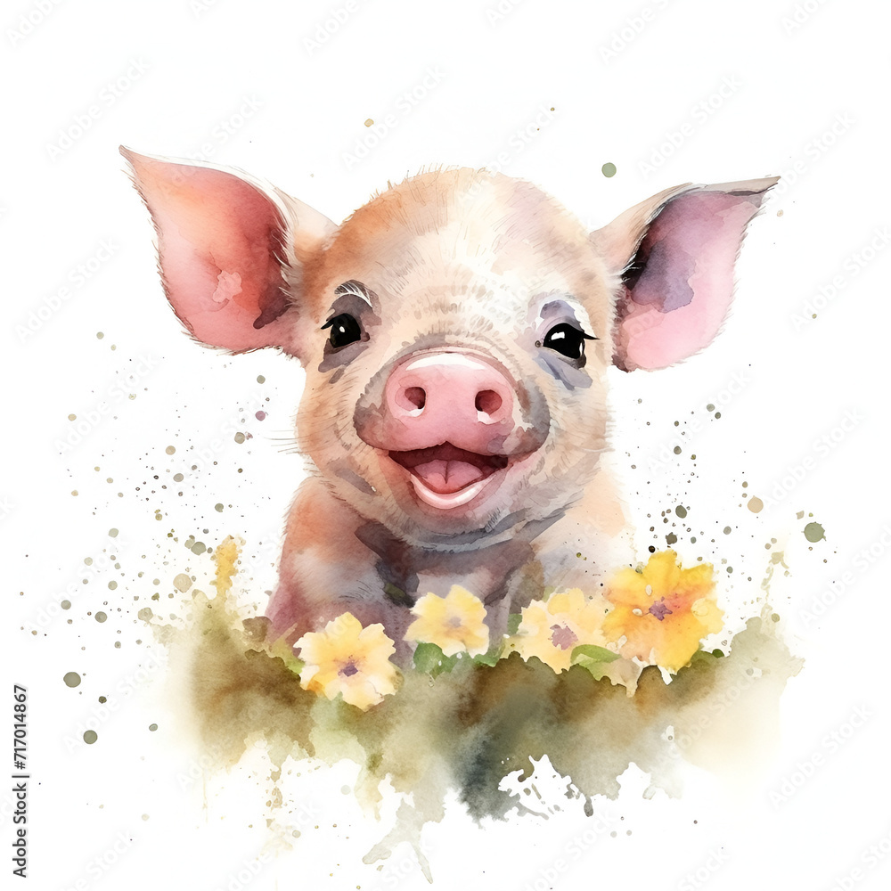 Beautiful Pig Watercolor Clipart, Cute Design for Your Project, Ai ...