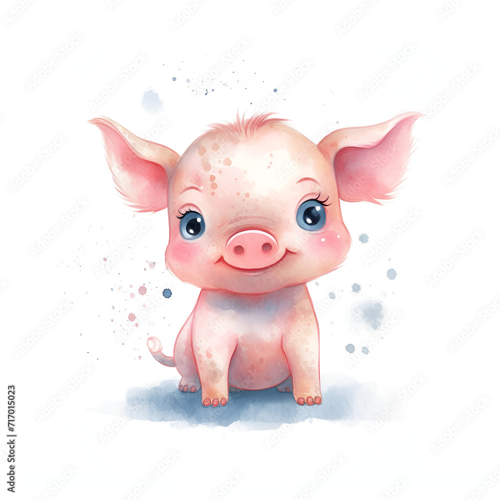 Beautiful Pig Watercolor Clipart, Cute Design for Your Project, Ai ...