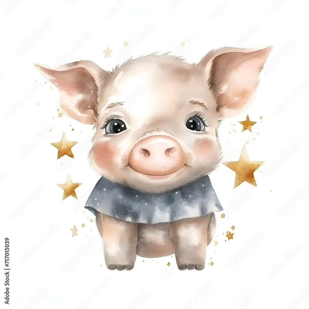 Beautiful Pig Watercolor Clipart, Cute Design for Your Project, Ai ...