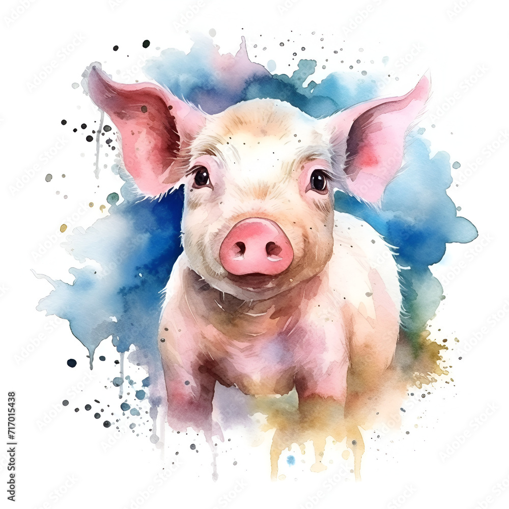 Beautiful Pig Watercolor Clipart, Cute Design for Your Project, Ai ...
