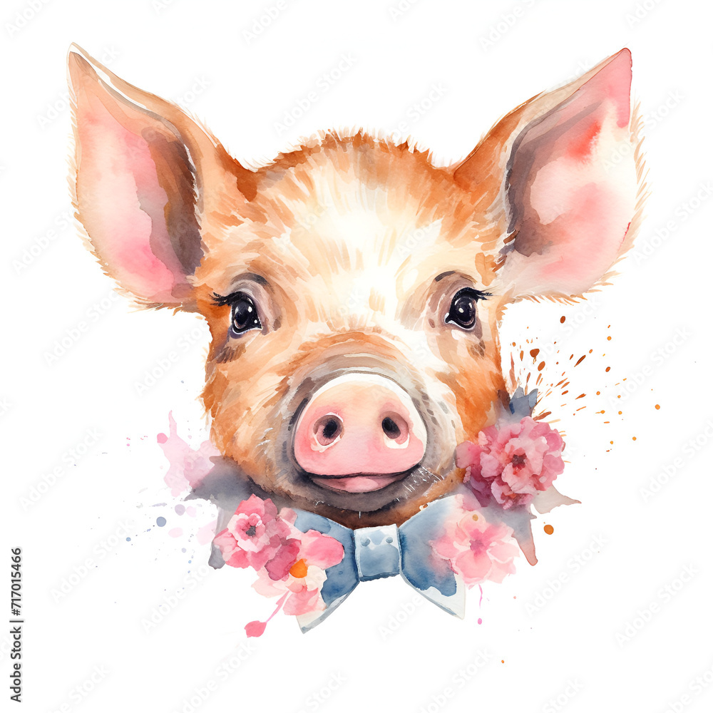Beautiful Pig Watercolor Clipart, Cute Design for Your Project, Ai ...