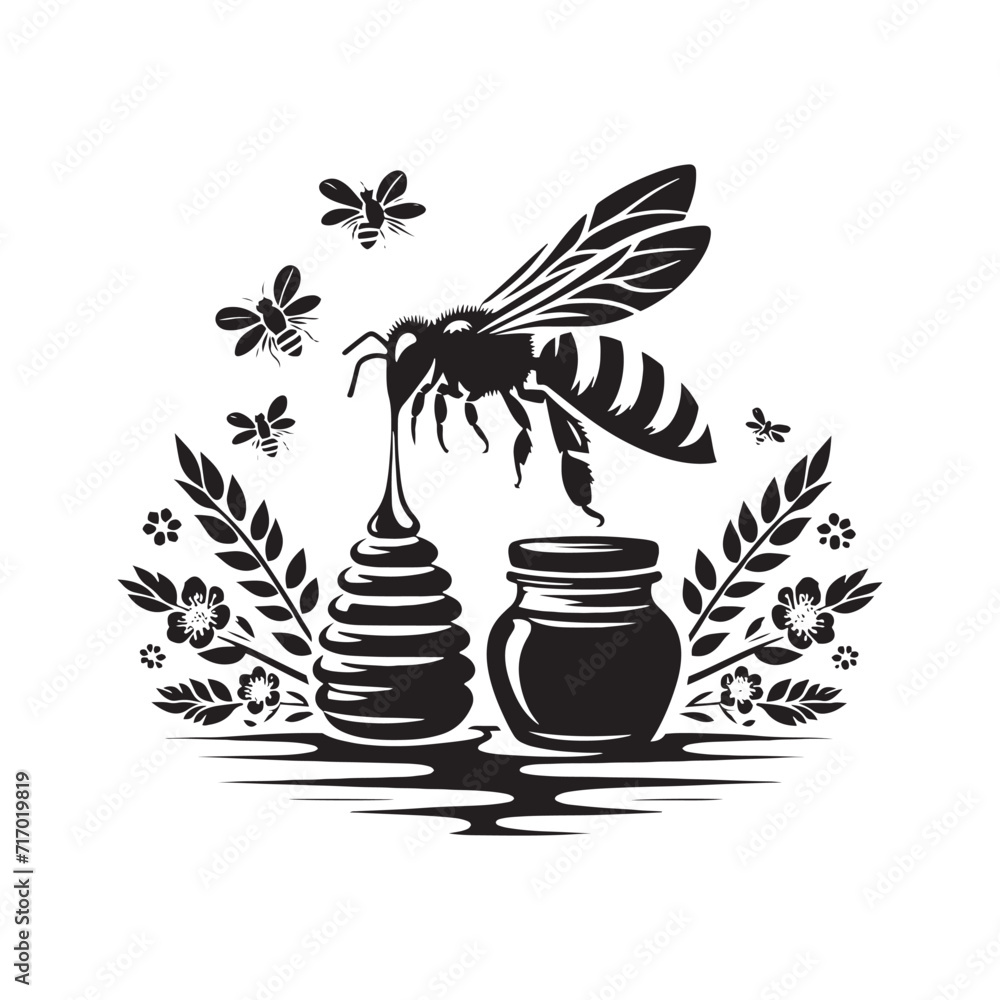 Winged Alchemy: Honey Bee Silhouette Set Showcasing the Mystical ...