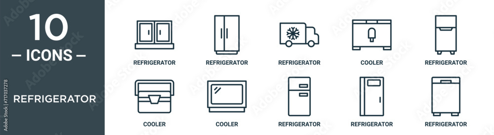 refrigerator outline icon set includes thin line refrigerator ... refrigerator outline icon set includes thin line refrigerator ...
