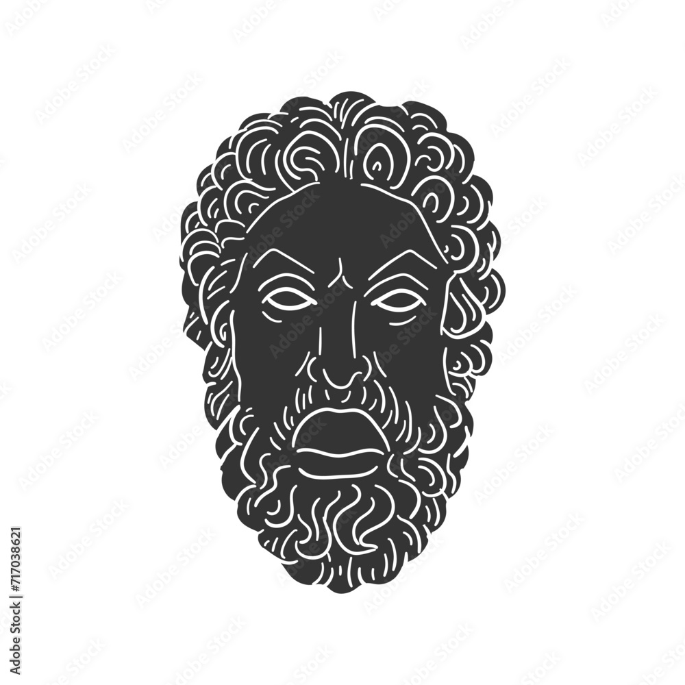 Vetor de Zeus Icon Silhouette Illustration. Greek Culture Vector ...