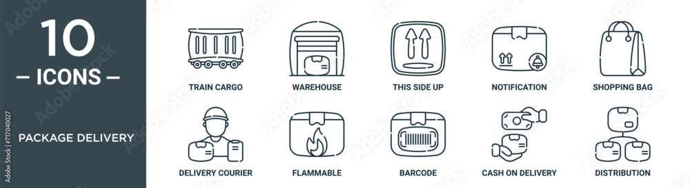 package delivery outline icon set includes thin line train cargo ...