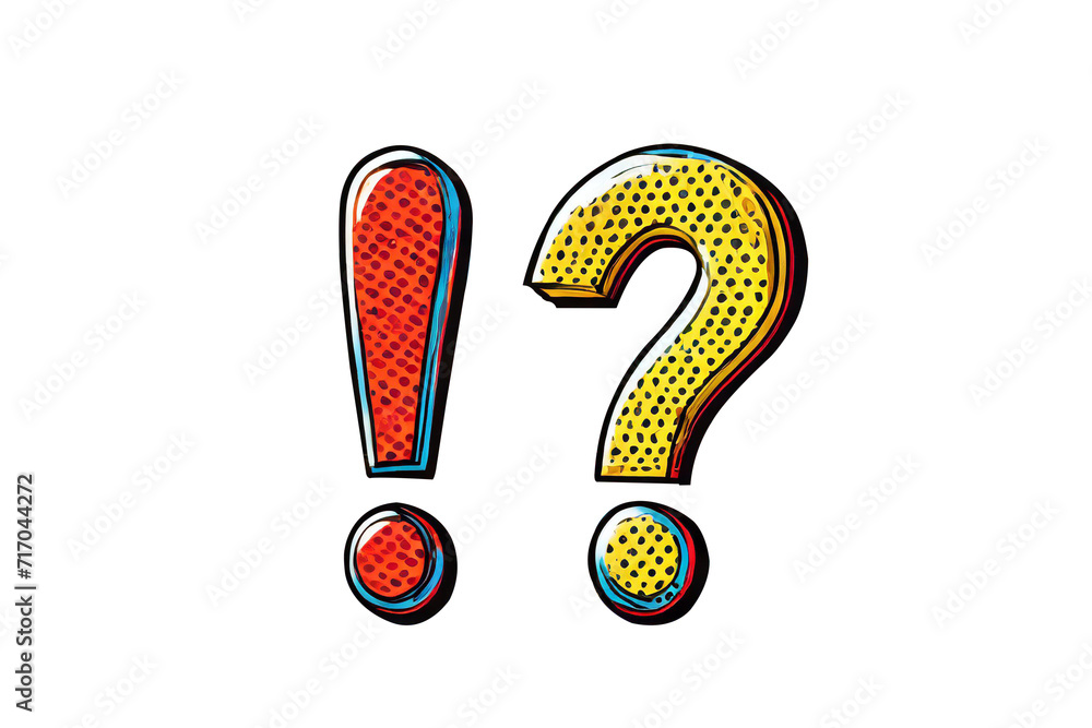 Comic question mark and exclamation mark in pop art style design on ...