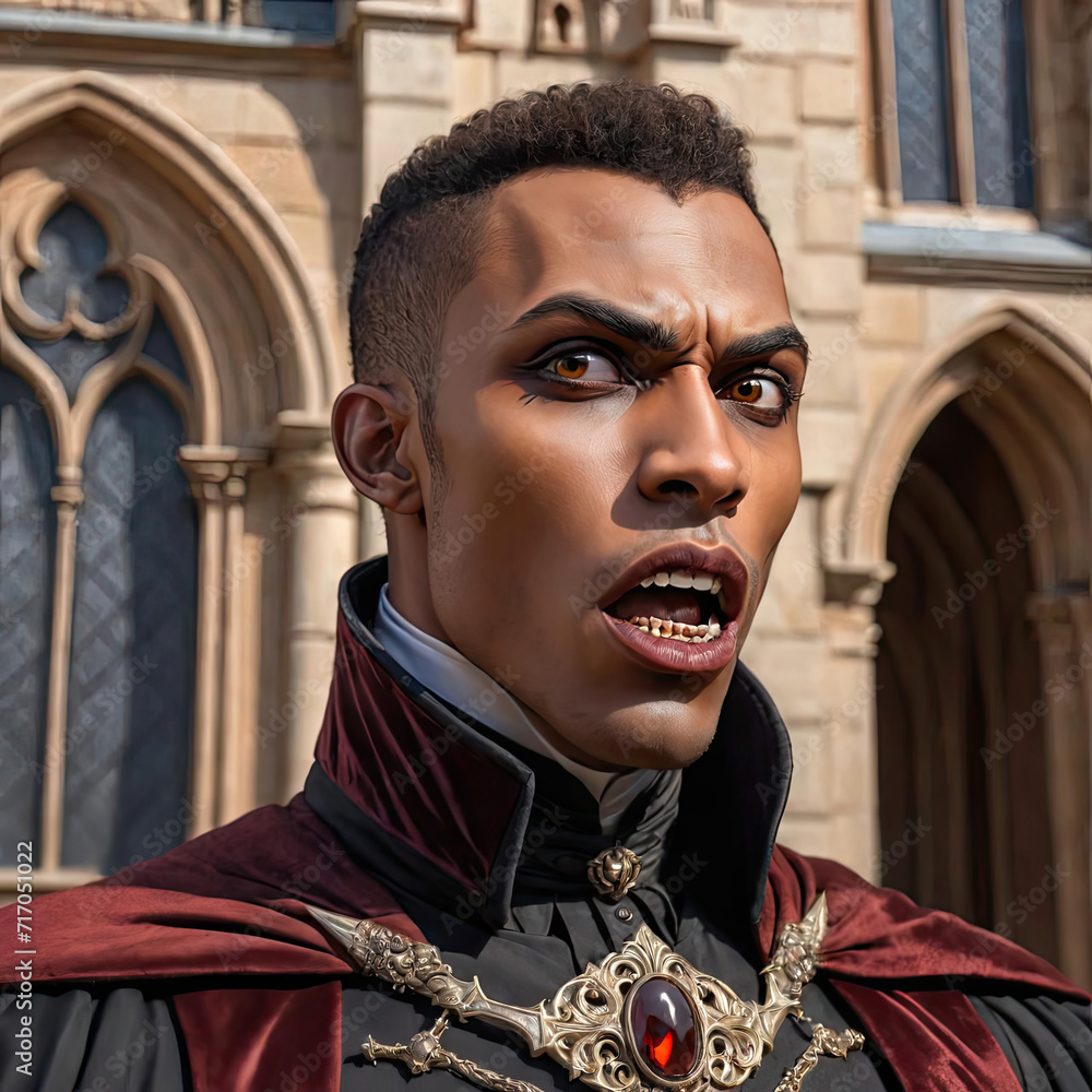 Artistic Portrait: Seductive Victorian Vampire in Gothic Architecture ...