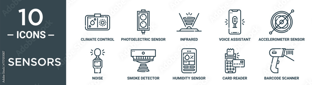 sensors outline icon set includes thin line climate control ...
