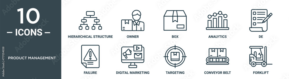 product management outline icon set includes thin line hierarchical ...
