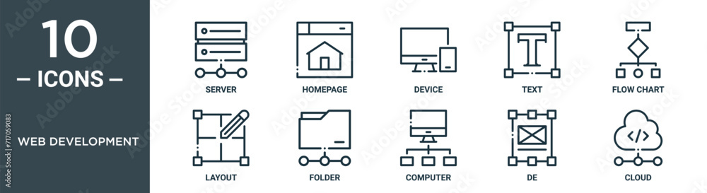 web development outline icon set includes thin line server, homepage ...