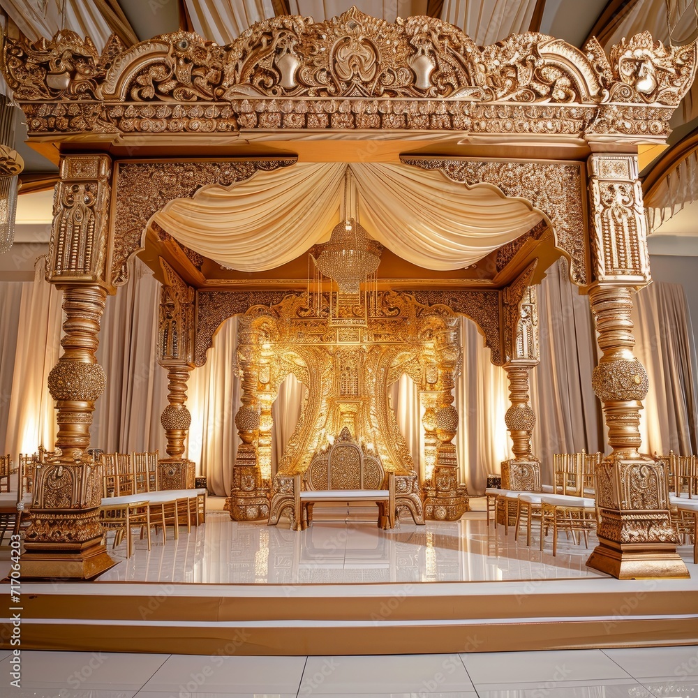 Wedding mandap and seating arrangement and very beautiful decoration ...