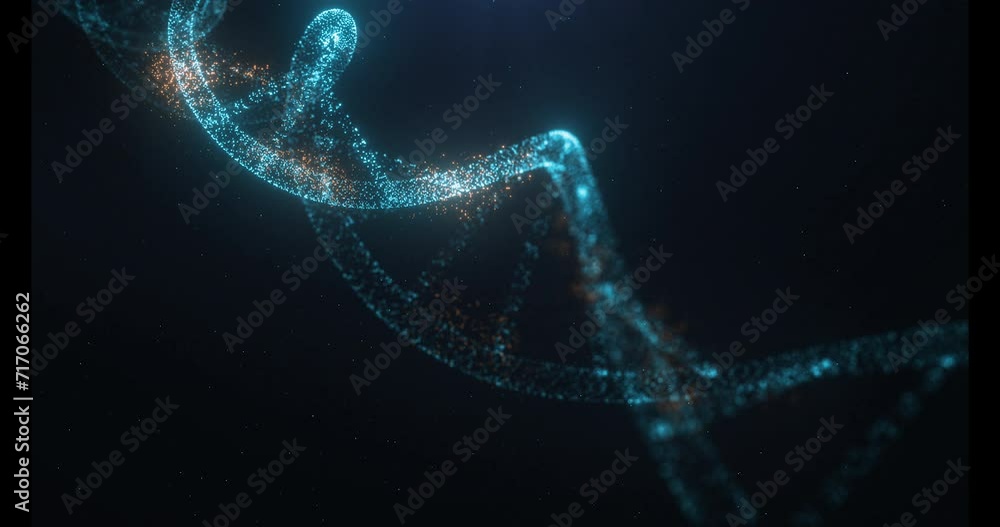 DNA animated molecules from particles. Concept animation of digital DNA ...