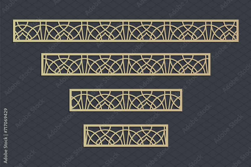 Laser cut template panels set. Die cut geometric pattern rectangle ...