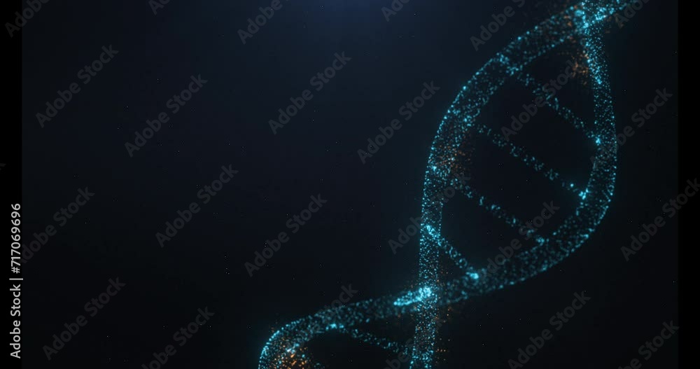 DNA animated molecules from particles. Concept animation of digital DNA ...
