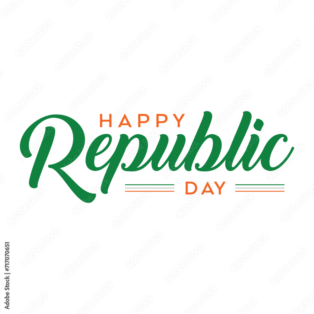 Happy Republic Day Calligraphic Typography Text with Tri Color Indian ...