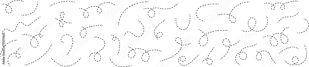 Hand drawn dotted linear vector collection. Curved line icon set ...