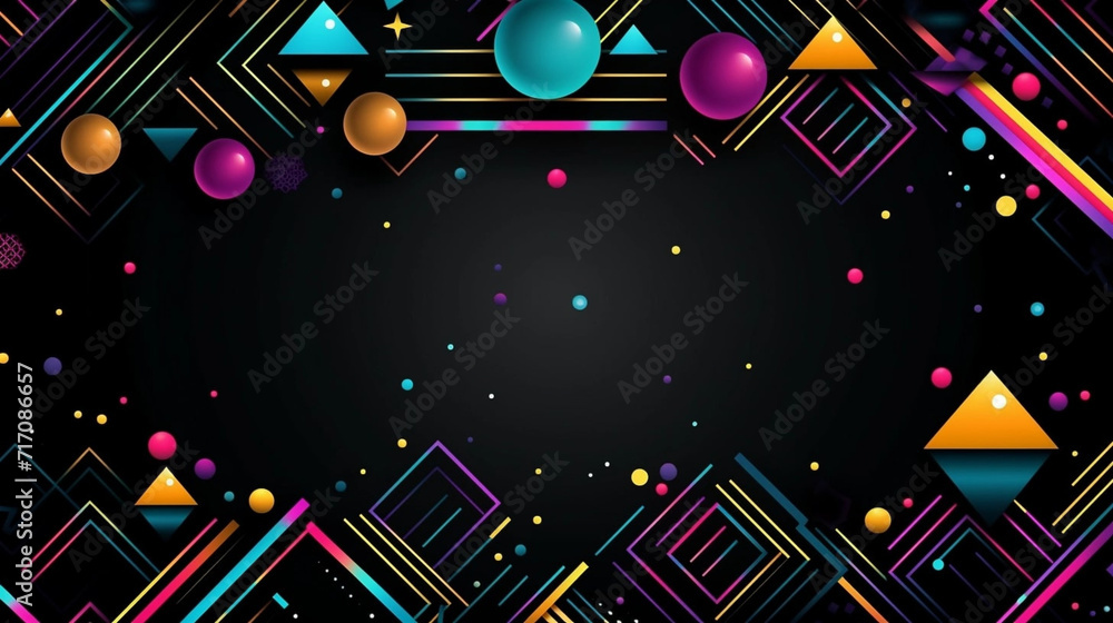 Back To The 90's Backdrop on black background, 90s Theme Party ...