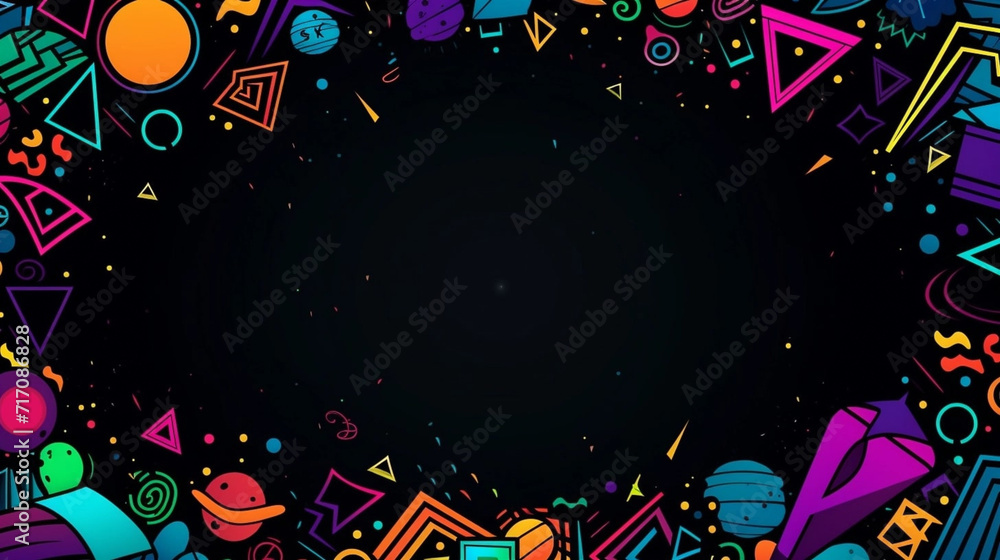 Back To The 90's Backdrop on black background, 90s Theme Party ...