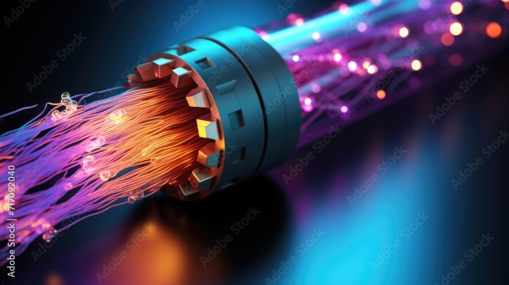 Optical Fiber Mockup glowing fiber optic cable Generative AI Stock Illustration | Adobe Stock