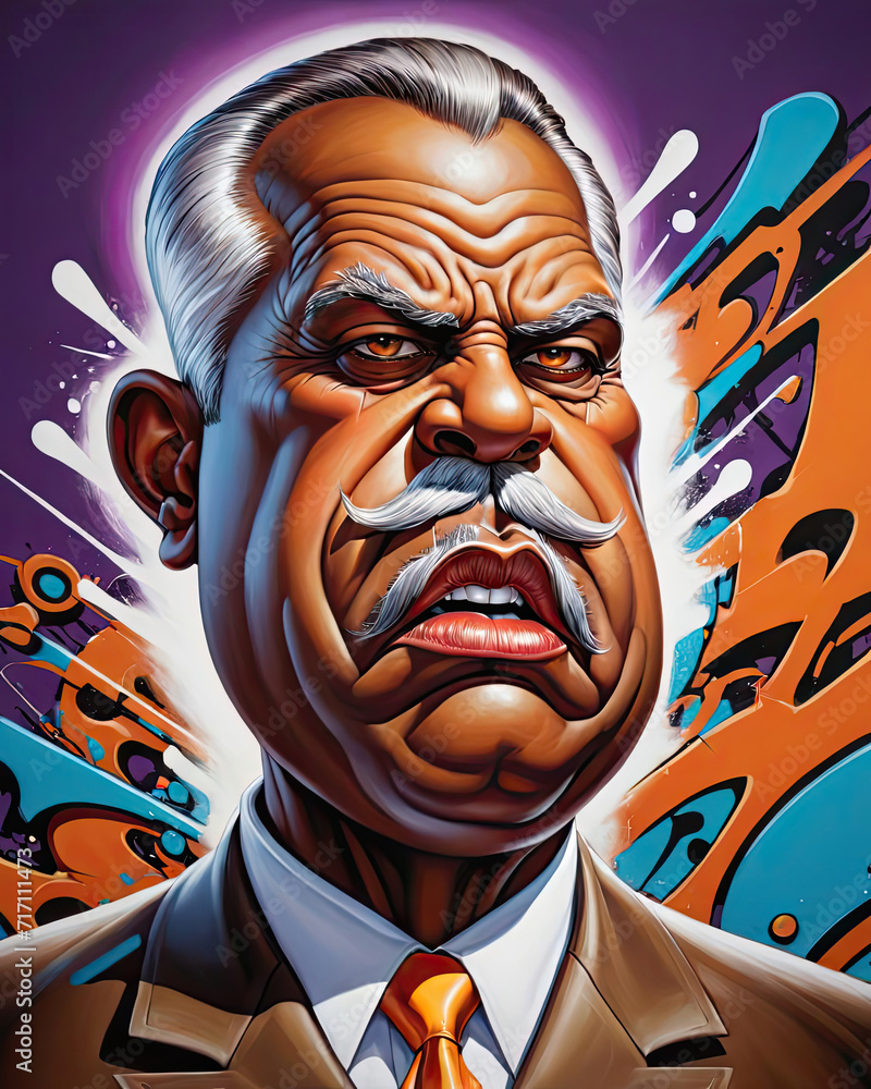 Bold Graffiti Style Caricature of a Terrible Boss Creating Division and ...