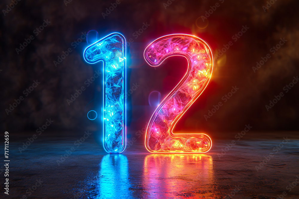 Number 10 - colorful glowing outline alphabet symbol on blue lens flare ...