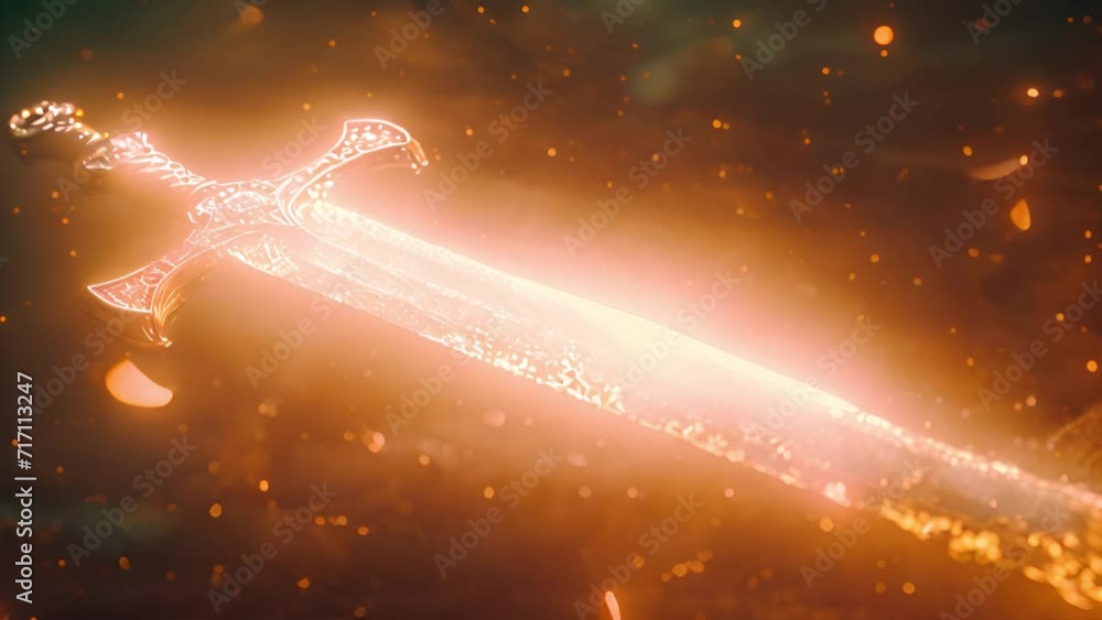 Vidéo Stock Magical metal sword in the ground with sparks. mysterious ...