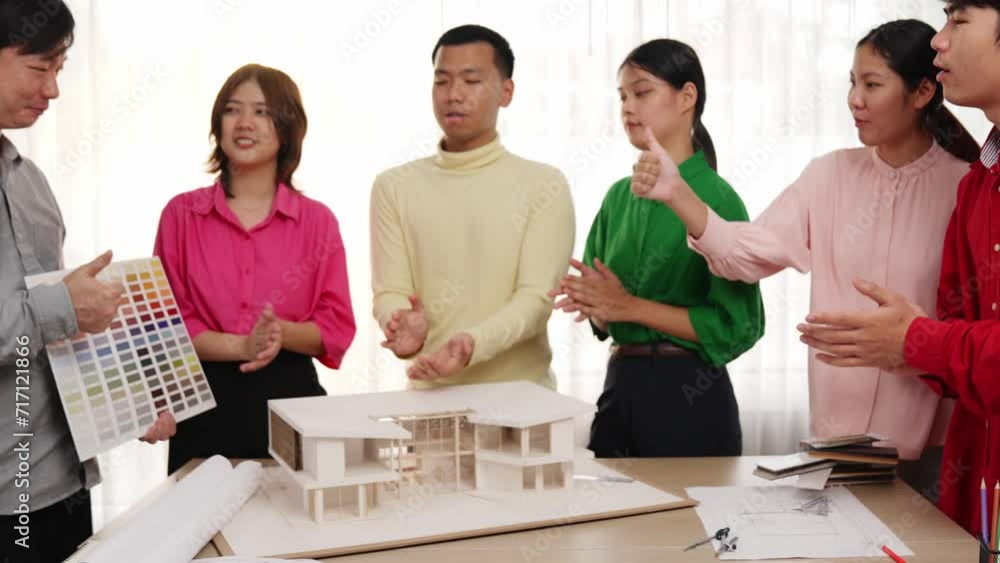 Slow motion home designer using architectural equipment draw a ...