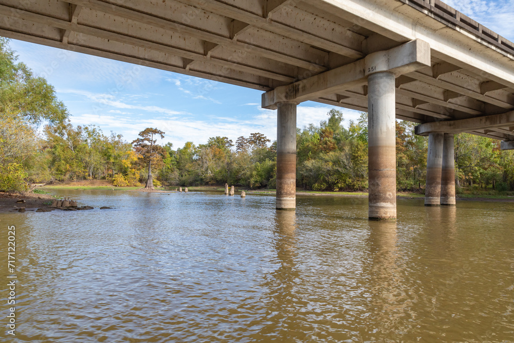 Piers Under the I-10 freeway in the Atchafalaya Swamp, Showing Low ...