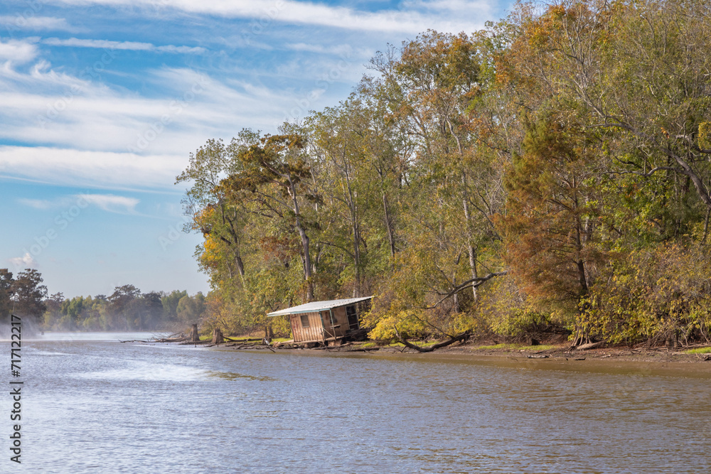 Floating Shack Home in Atchafalaya Basin Swamp Grounded Due to Low ...