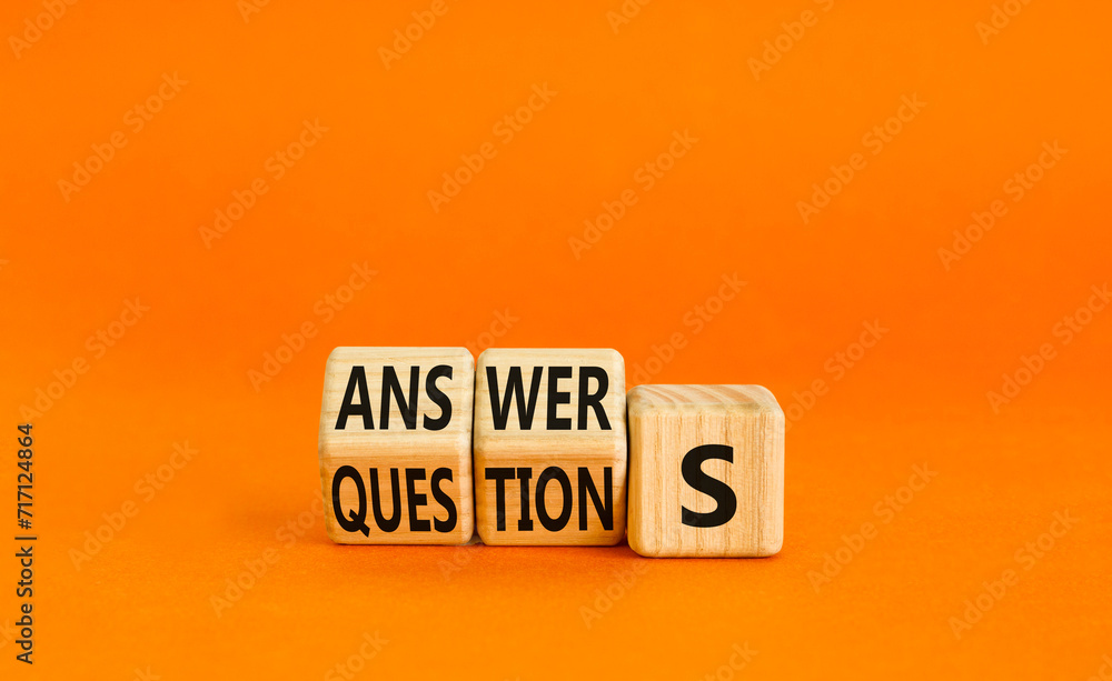 Q and A questions and answers symbol. Turned wooden cubes and changed ...