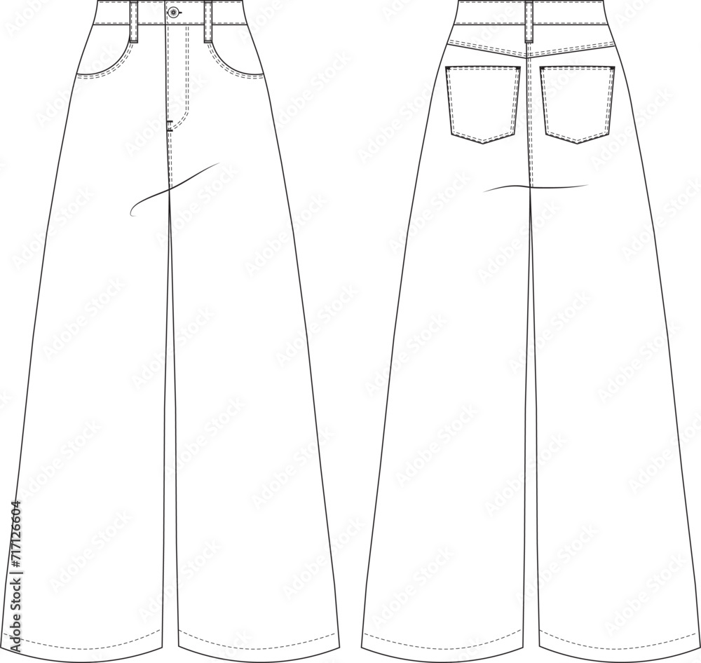 wide leg palazzo sailor high rise mid rise pant trouser template ...