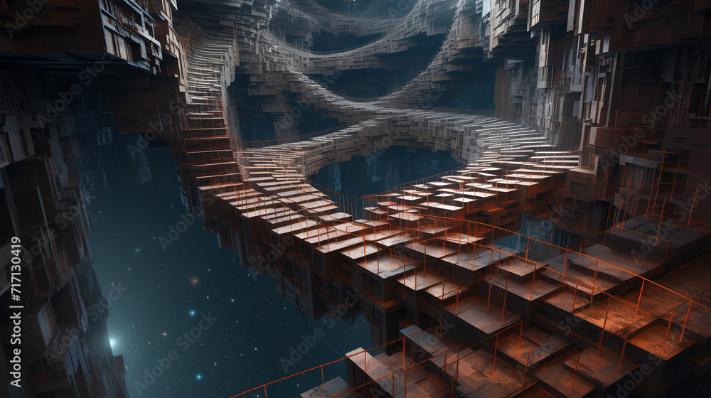 Surreal Fantasy World: Abstract Background Illustration with Floating ...