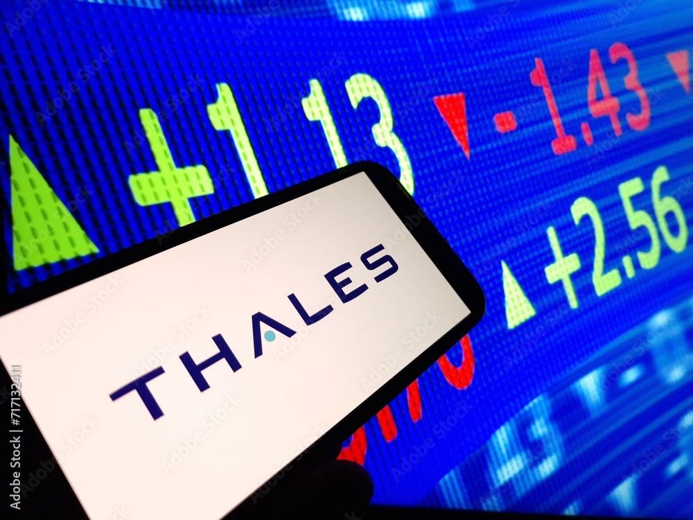 Konskie, Poland - January 23, 2024: Thales company logo displayed on ...