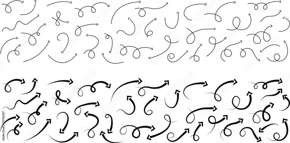 Curved arrows. Zigzag arrow stripes design with lines isolated on ...