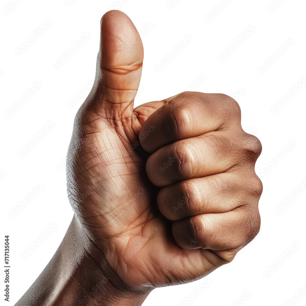 mano cerrada de varón afroamericano con el pulgar hacia arriba ...